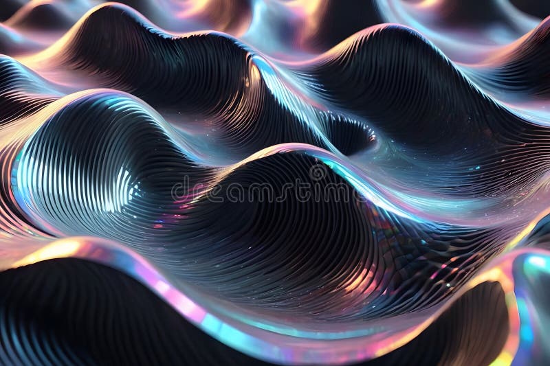 Abstract Iridescent Wave Pattern with a Metallic Sheen Stock ...