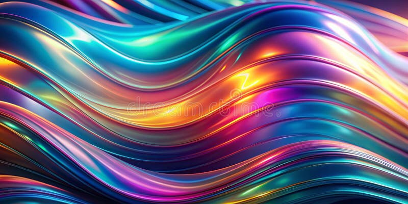 Abstract Iridescent Wave Patterns Creative AI Stock Illustration ...