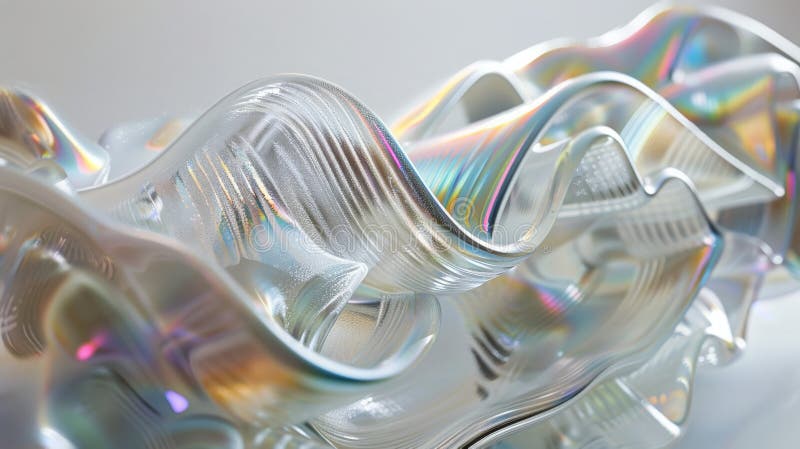 Abstract Iridescent Wave Sculpture with Modern Light Reflections on ...