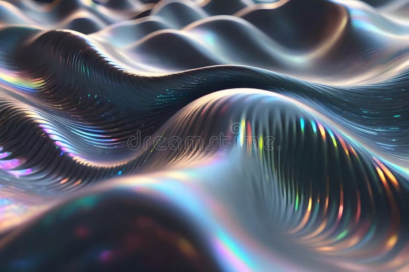 Abstract Iridescent Wavy Surface with Highlights Stock Illustration ...