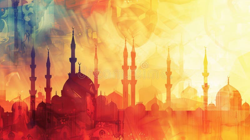 Abstract Islamic Background with a Dynamic Blend of Traditional Mosque ...