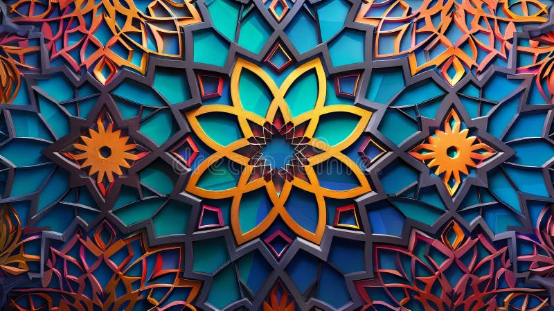Abstract Islamic Pattern Background with Interlocking Geometric Shapes ...
