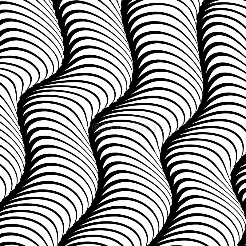 Abstract Isolated Black and White Waved Stripes Vector Background. 3d ... Abstract Isolated Black and White Waved Stripes Vector Background. 3d ...