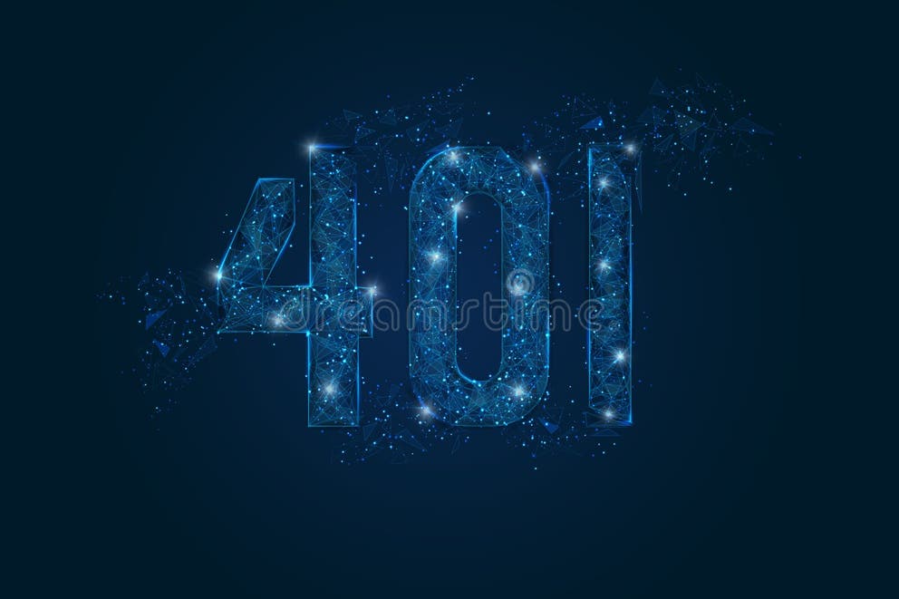 Abstract Isolated Blue Image of 401 Error, Unauthorized Access Concept ...