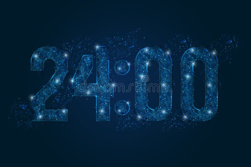 Abstract Isolated Blue Image of 24 00 O Clock , Twelve am - Pm ...