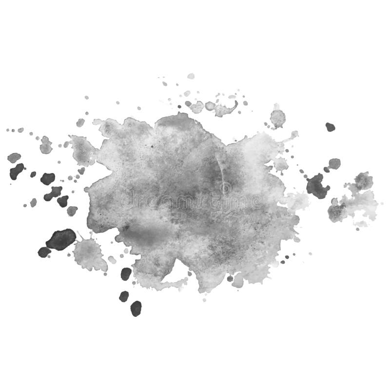 Gray Watercolor Spot With Droplets, Smudges, Stains, Splashes. Stock ...