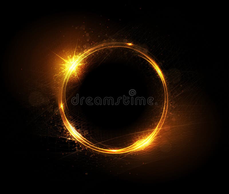 Abstract Isolated Round Gold Color Frame on Black Design Stock Vector ...