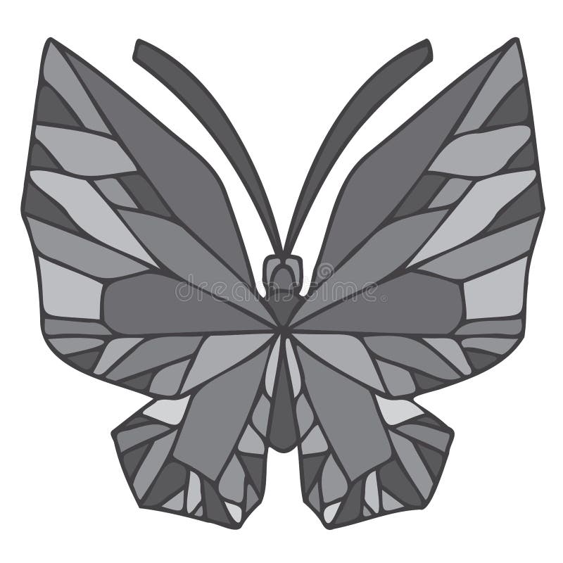 Abstract Isolated Vector Black and White Lined Illustration Design with Moth Stock Vector ...