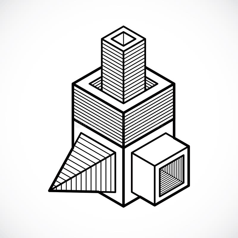 Abstract Isometric Construction, Vector. Stock Vector - Illustration of ...