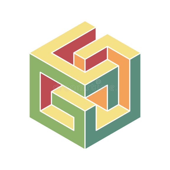 Abstract Isometric Cube Design. Interlocking Pastel Shapes Create a ...
