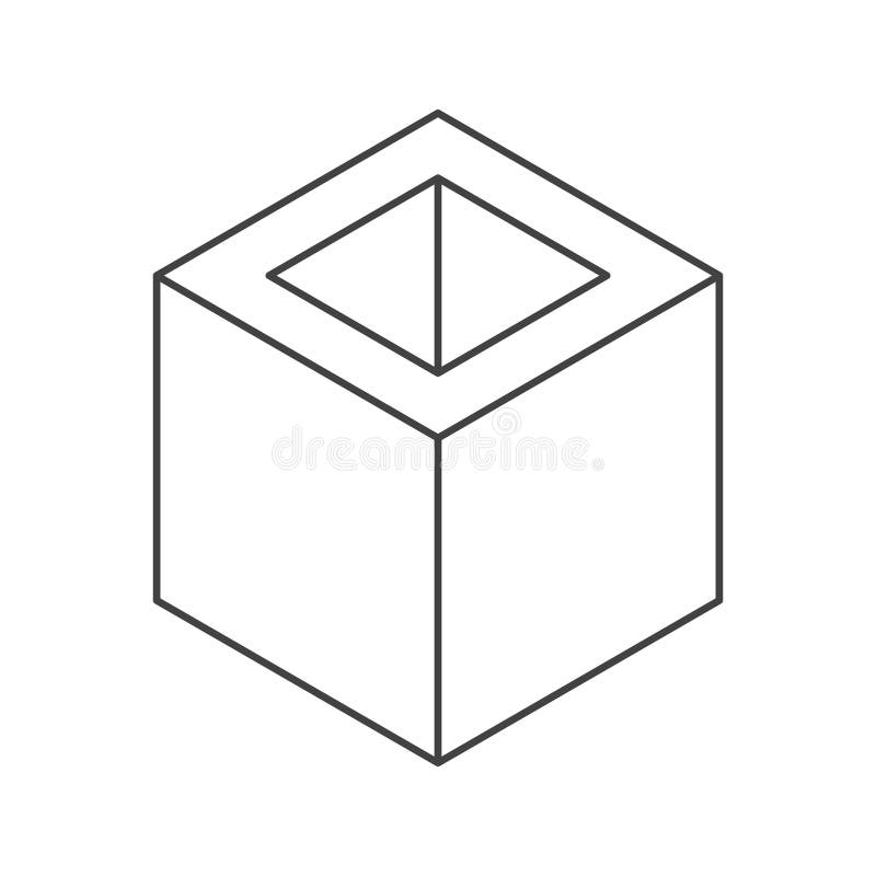 Abstract Isometric Cube with a Pyramidshaped Void in Its Center. Clean ...