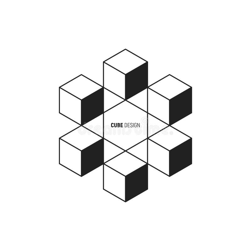 Abstract isometric cubes stock illustration. Illustration of monochrome ...