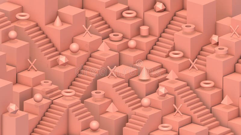Abstract Isometric 3d Composition. Geometric Shape Background Stock ...