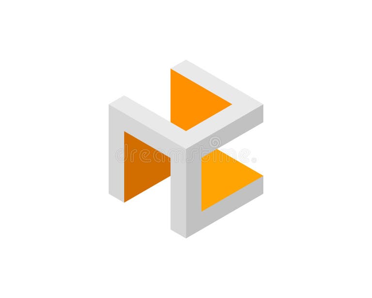Abstract Isometric Design. Gray and Orange Geometric Shapes Create a ...