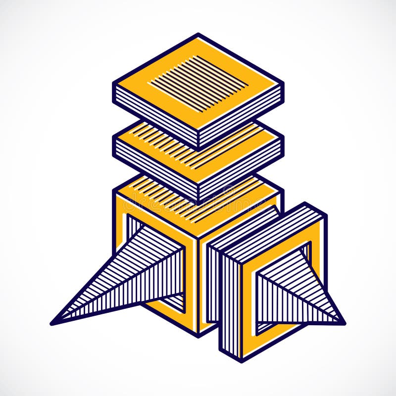 Abstract Isometric Dimensional Shape Made Using Geometric Stock ...