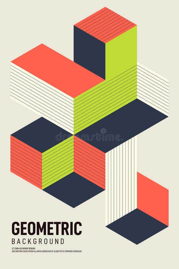 Abstract Isometric Geometric Shape Layout Design Template Poster ...