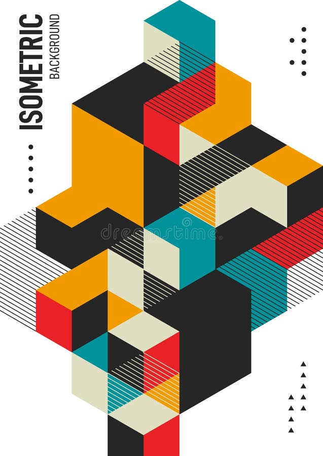 Abstract Isometric Geometric Shape Layout Design Template Poster ...