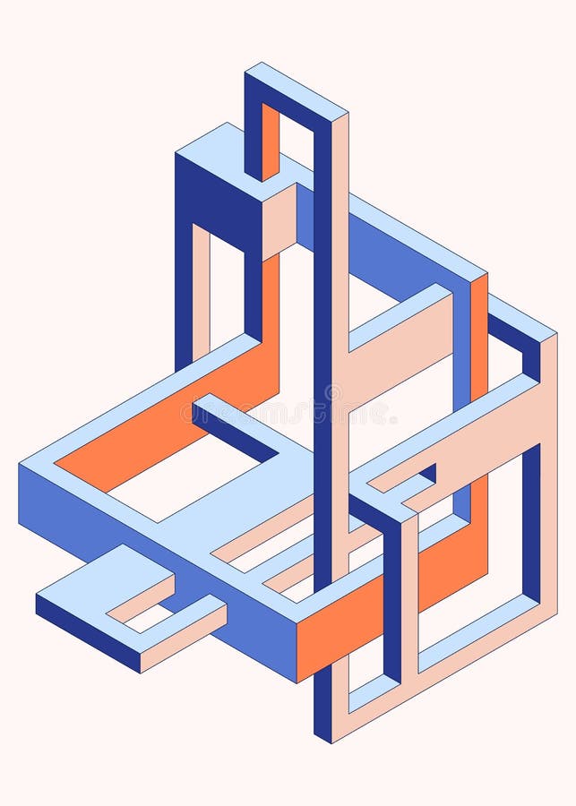 Abstract Isometric Geometric Shape Modern Art Style Background Stock ...