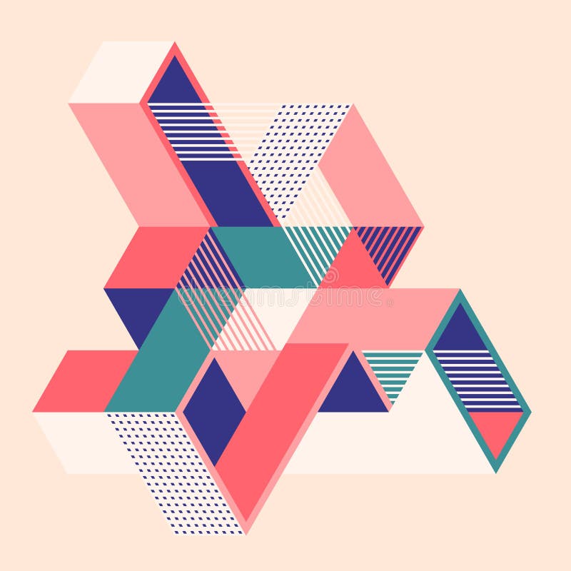 Abstract Isometric Geometric Shape Modern Art Style Background Stock ...