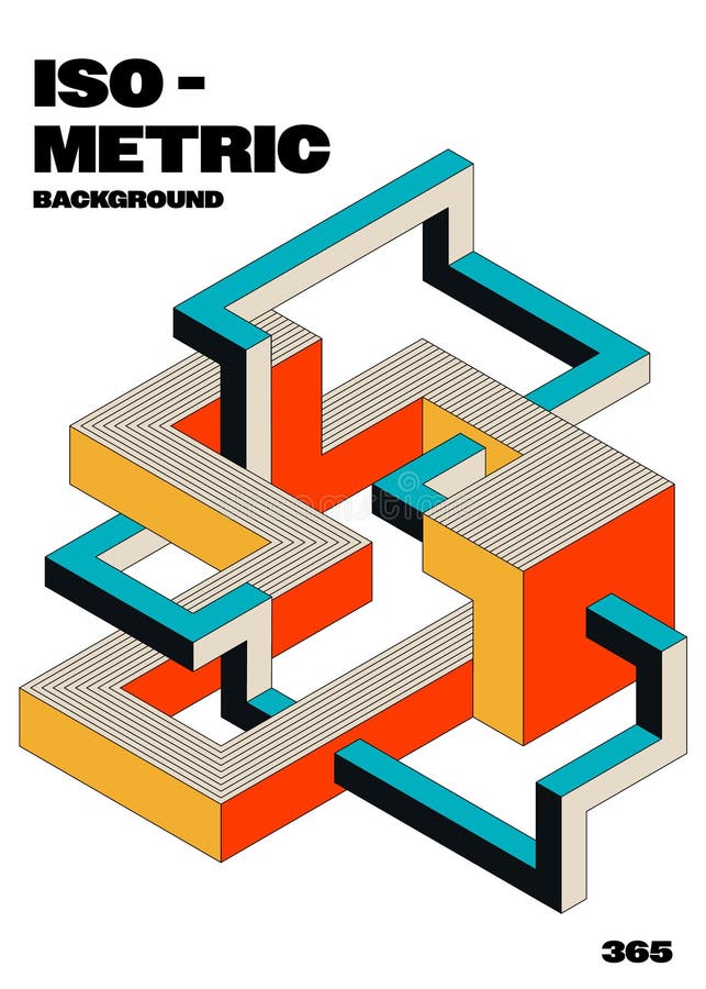 Abstract Isometric Geometric Shape Modern Art Style Design Template ...