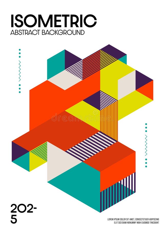 Abstract Isometric Geometric Shape Modern Art Style Design Template ...