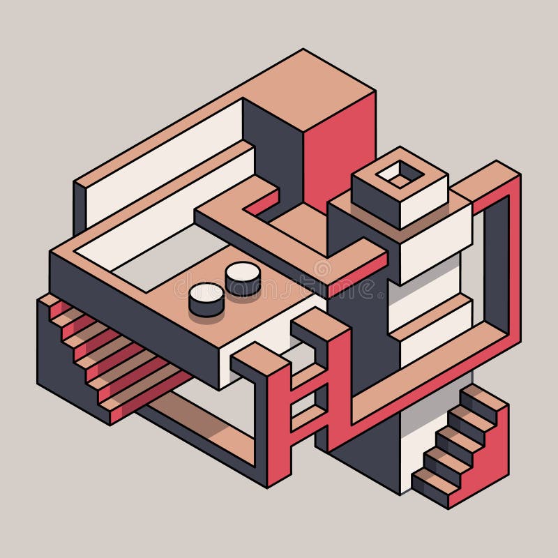 Abstract Isometric Geometric Shape Modern Art Style Design Template ...