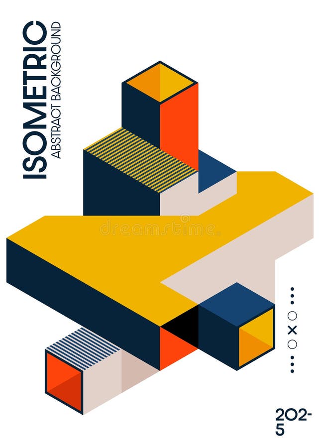 Abstract Isometric Geometric Shape Modern Art Style Design Template ...