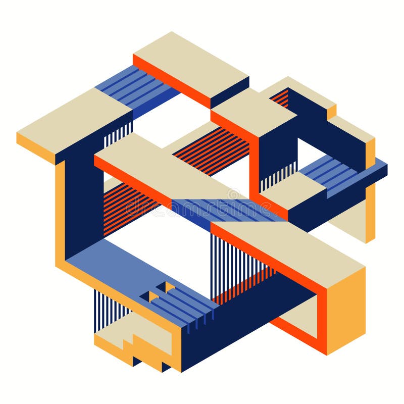 Abstract Isometric Geometric Shape Modern Art Style Design Template ...