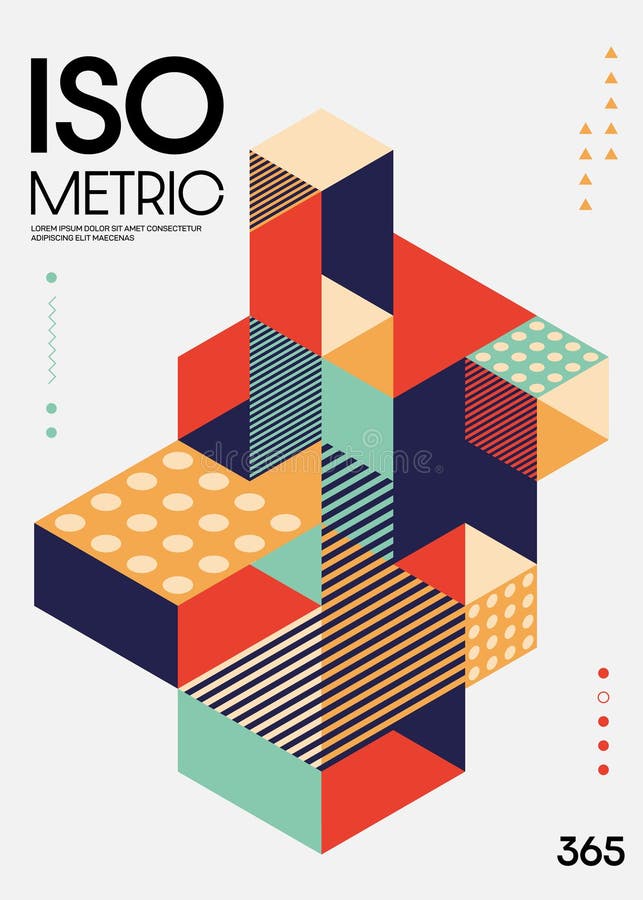 Abstract Isometric Geometric Shape Modern Art Style Design Template ...