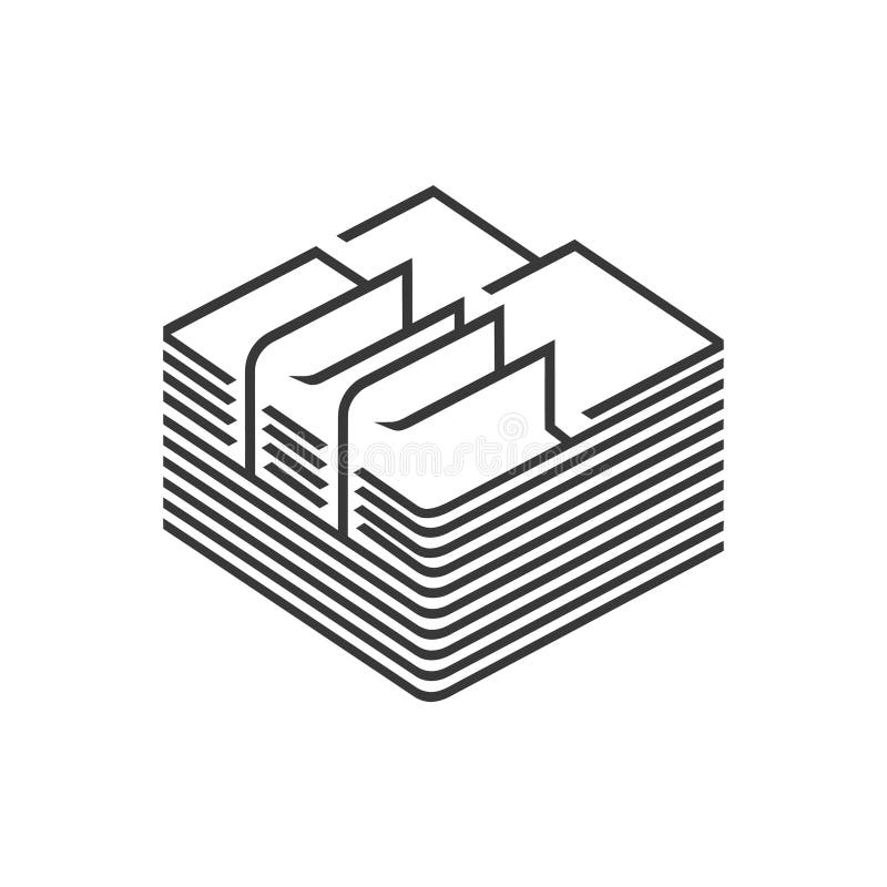 Abstract Isometric Stack of Documents, Office Files and Paperwork ...