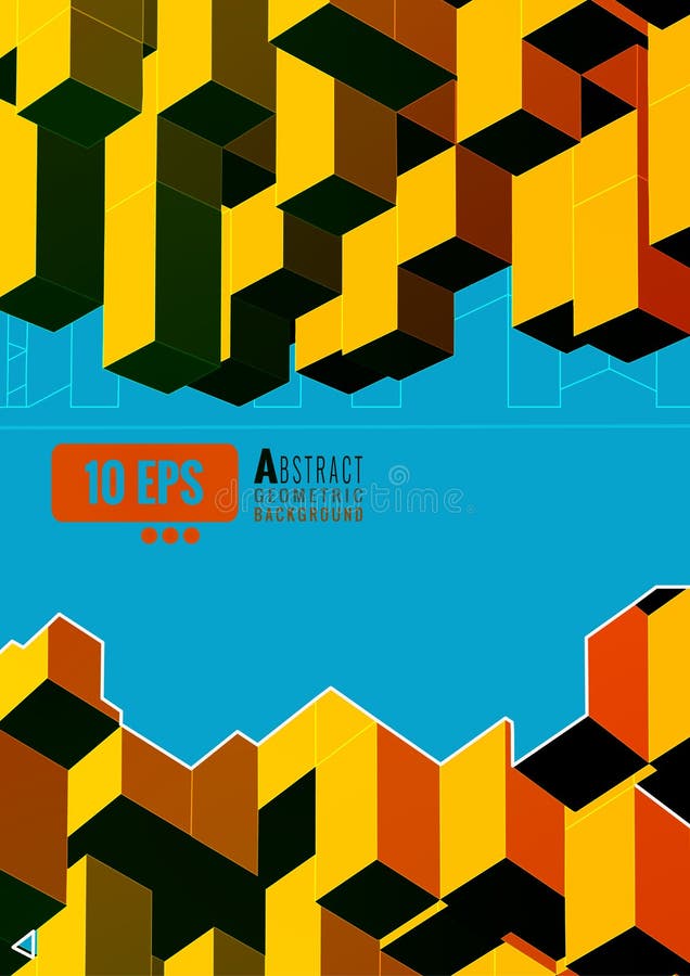 Abstract Isometric Shape On Blue BG Template Stock Vector ...