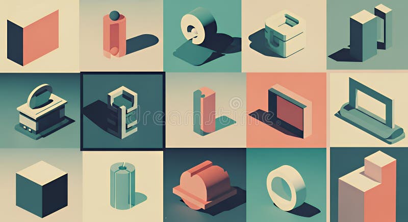 Abstract Isometric Shapes Collection Stock Photo - Image of modern ...