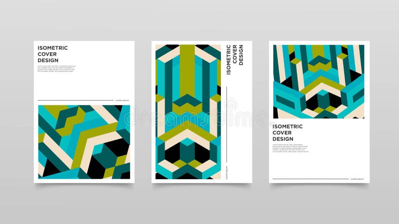 Abstract Isometric Shapes Cover Design Book Vector Illustration Stock ...