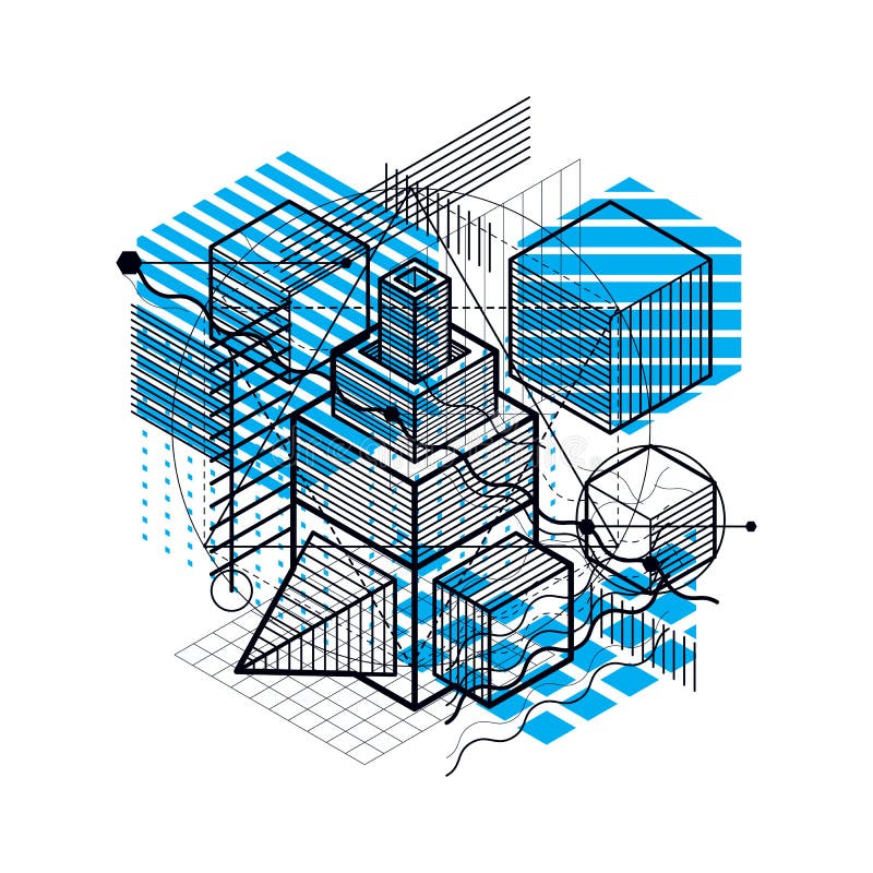 Abstract Isometrics Background, 3d Vector Layout. Composition of Stock ...