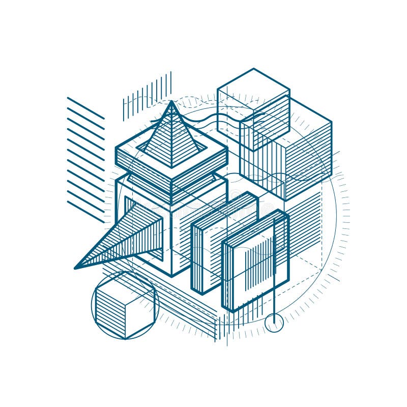 Abstract Isometrics Background, 3d Vector Layout. Composition of Stock ...