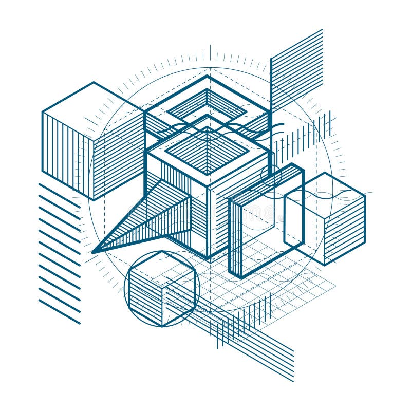 Abstract Isometrics Background, 3d Vector Layout. Composition of Stock ...