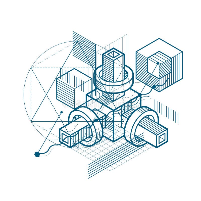 Abstract Isometrics Background, 3d Vector Layout. Composition of Stock ...