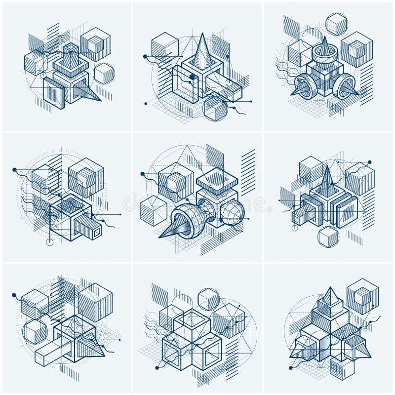 Abstract Isometrics Backgrounds, 3d Vector Layout. Compositions Stock ...