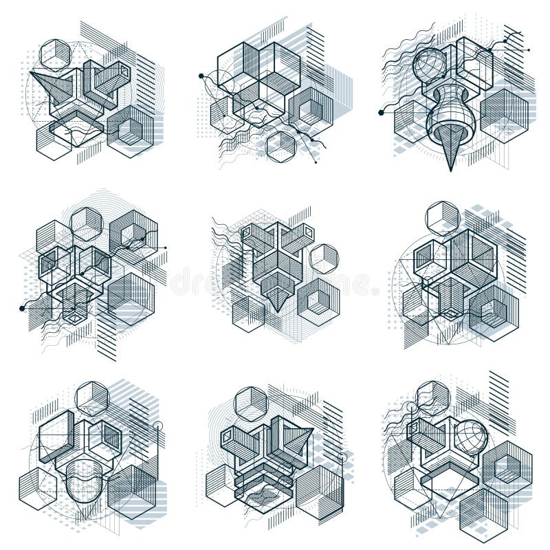 Abstract Isometrics Backgrounds, 3d Vector Layout. Compositions Stock ...