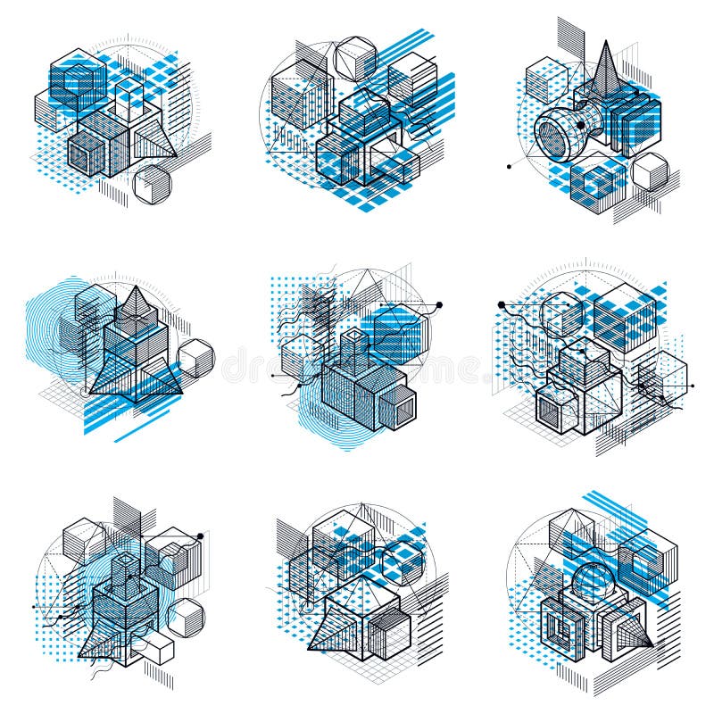 Abstract Isometrics Backgrounds, 3d Vector Layout. Compositions Stock ...