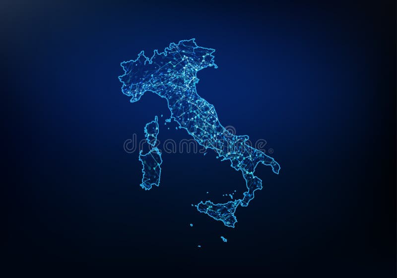 Abstract of Italy Map Network, Internet and Global Connection Concept ...