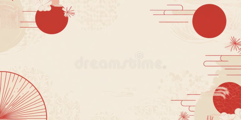 Abstract Japanese Background with Red Circles and Traditional Patterns ...