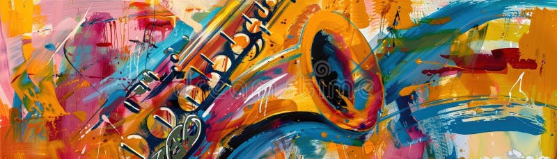 Abstract Jazz Bold Colors and Lines Interpret Jazz Musics Essence Stock ...