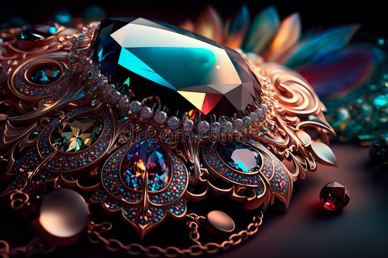 Abstract Jewelry Design Concept with Diamonds and Crystals Generative ...