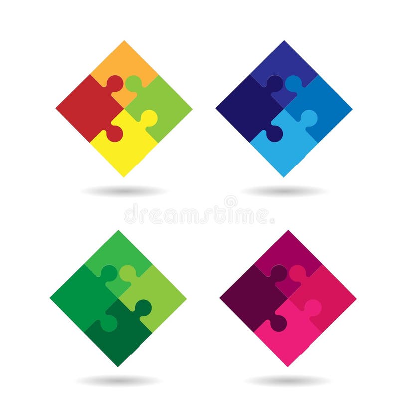 Abstract Jigsaw Puzzle Square Isolated on White Set Stock Illustration ...