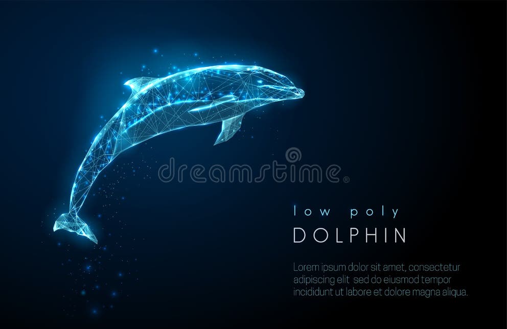 Abstract Jumping Dolphin. Low Poly Style Design. Stock Vector ...