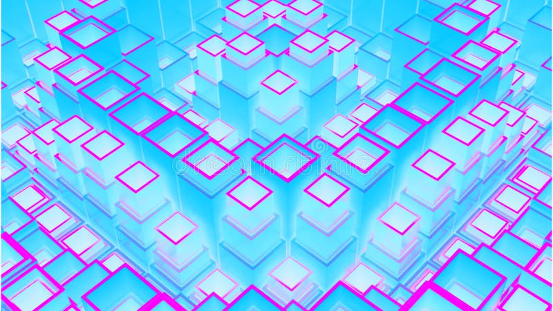 Abstract Jumping Square and Cube Forms Structure. Design. Up and Down ...