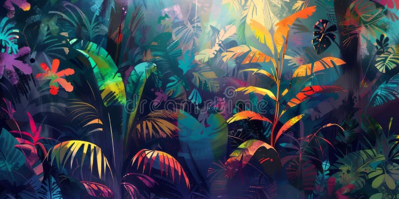 Abstract Jungle with Artistic Elements. Stock Illustration ...