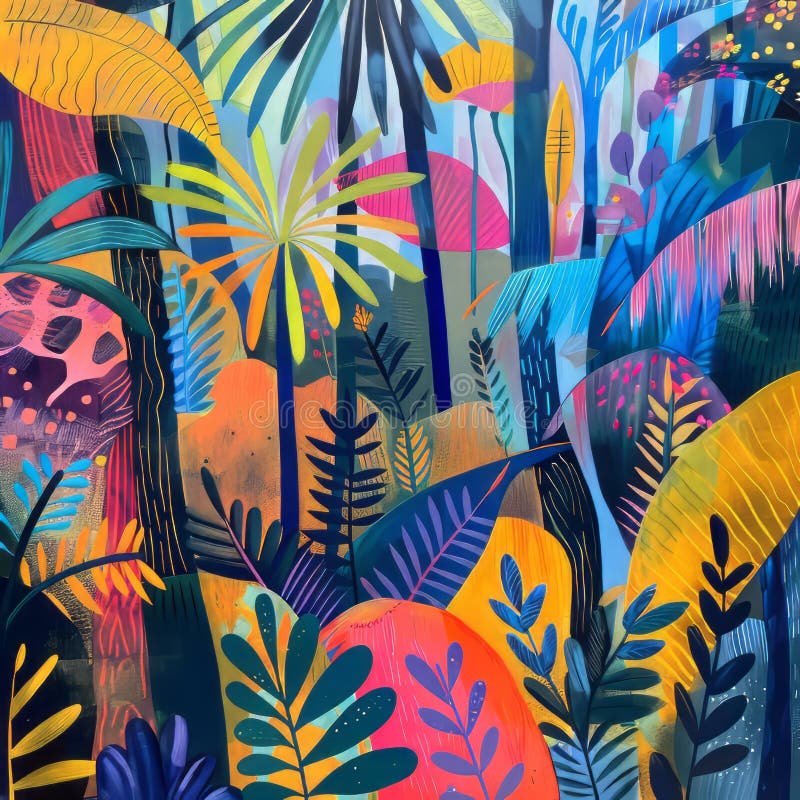 Abstract Jungle with Imaginative Depiction. Stock Illustration ...