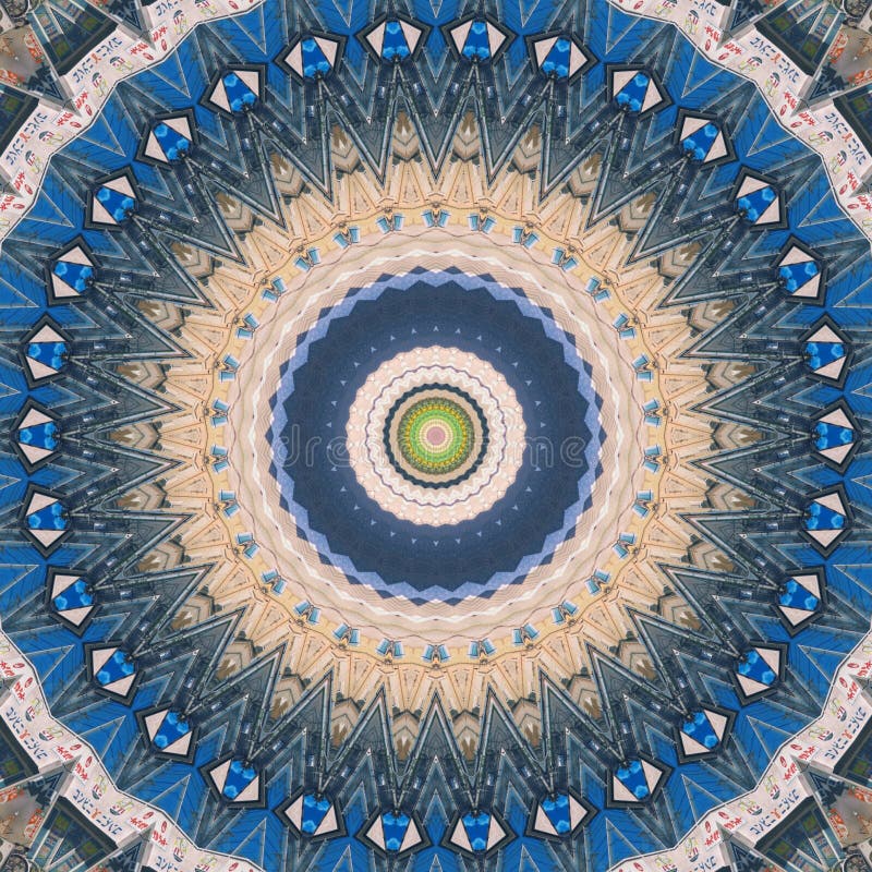 Abstract Kaleidoscope Background.Beautiful Sky Blue Kaleidoscope Flower ...